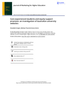 Care-experienced students and equity support provision: an investigation of Australian ...